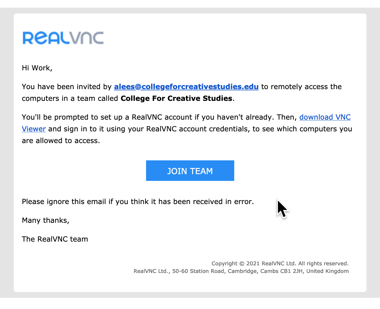 VNC Remote Access – College for Creative Studies