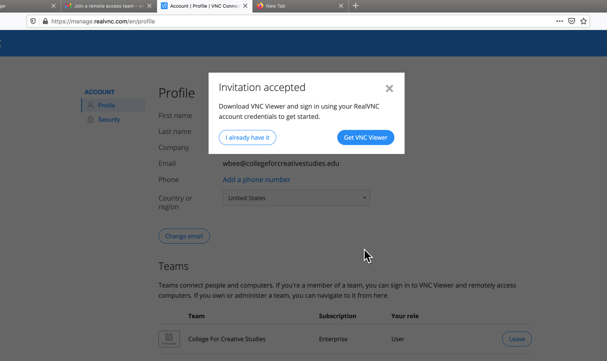 VNC Remote Access – College for Creative Studies